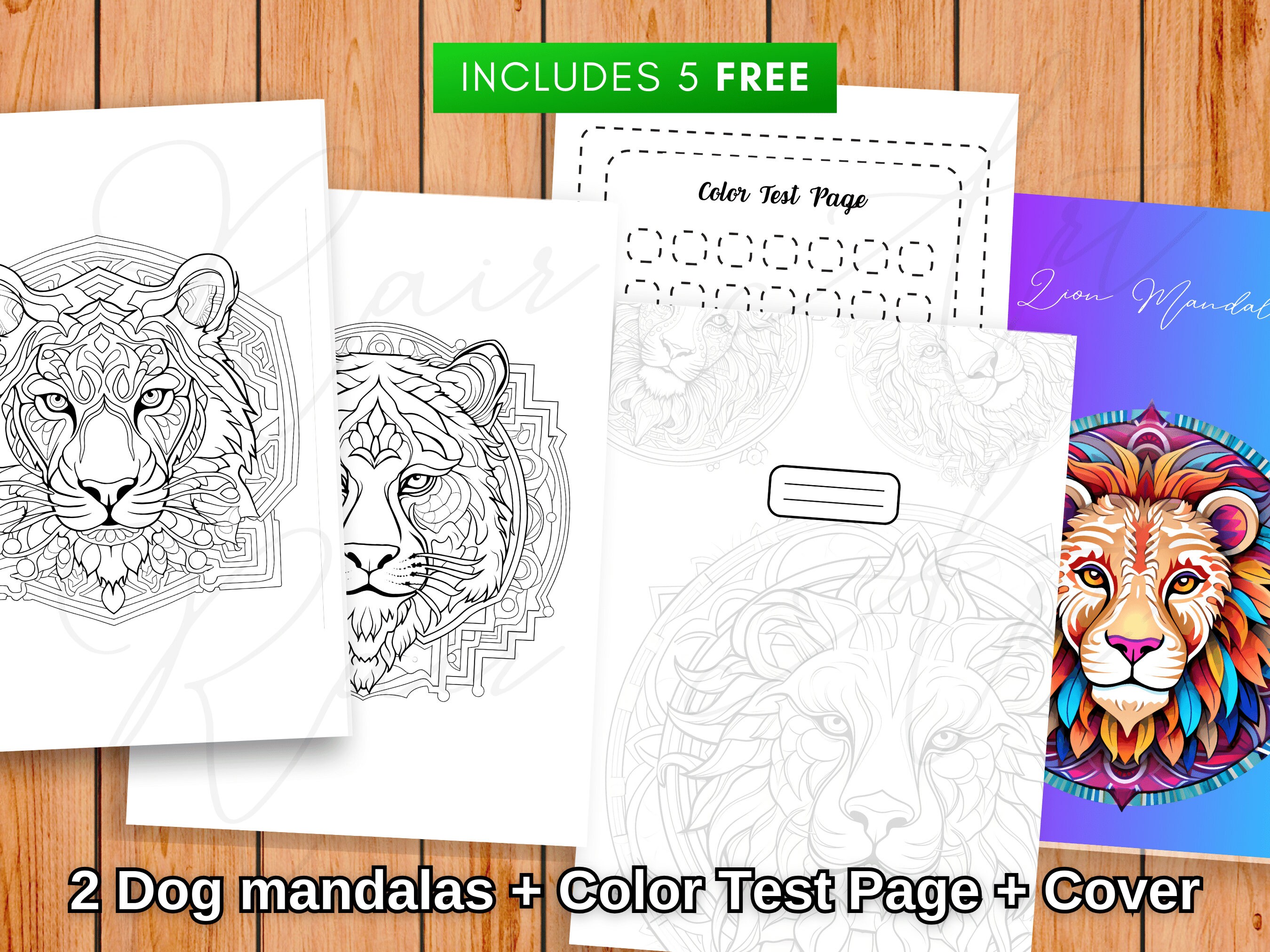 Lion Mandala Coloring Book: 30 Grayscale Coloring Pages for Kids and ...