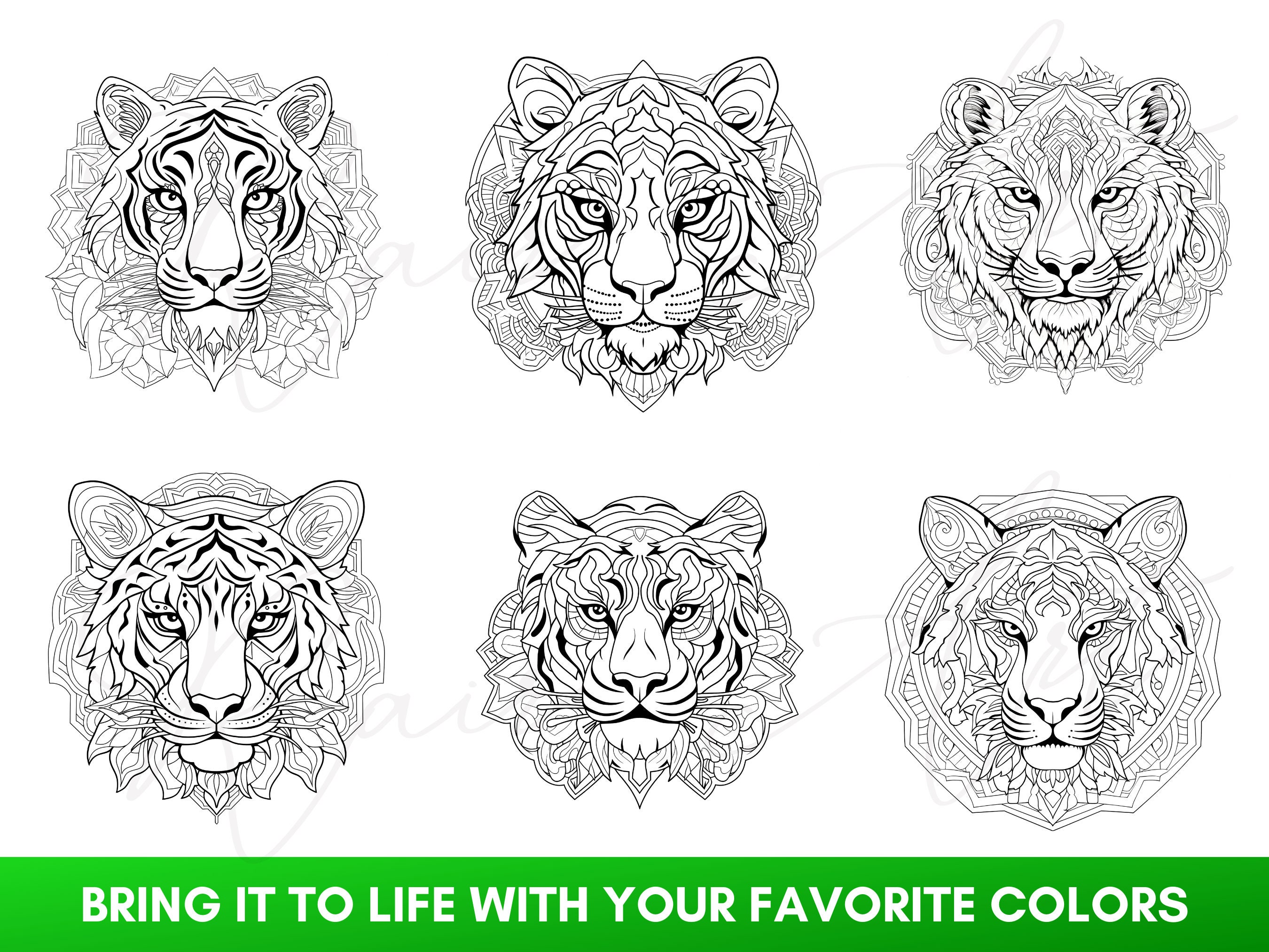 Tiger Mandala Coloring Book, 30 Coloring Pages Fo Kids and Adults ...
