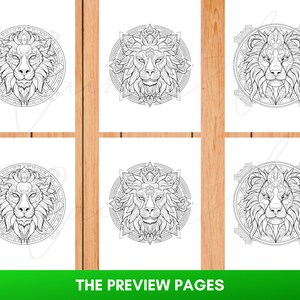 Lion Mandala Coloring Book: 30 Grayscale Coloring Pages for Kids and ...