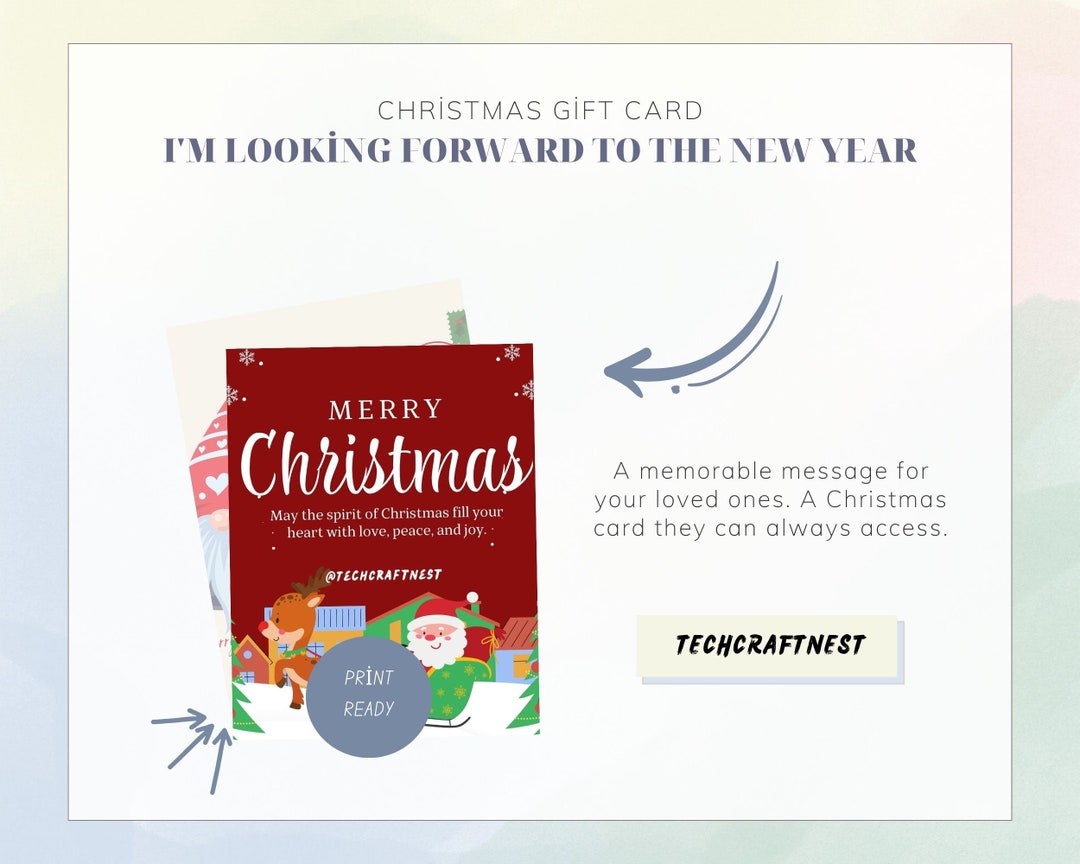 Printable Holiday Cards Instant Download for Christmas Digital ...