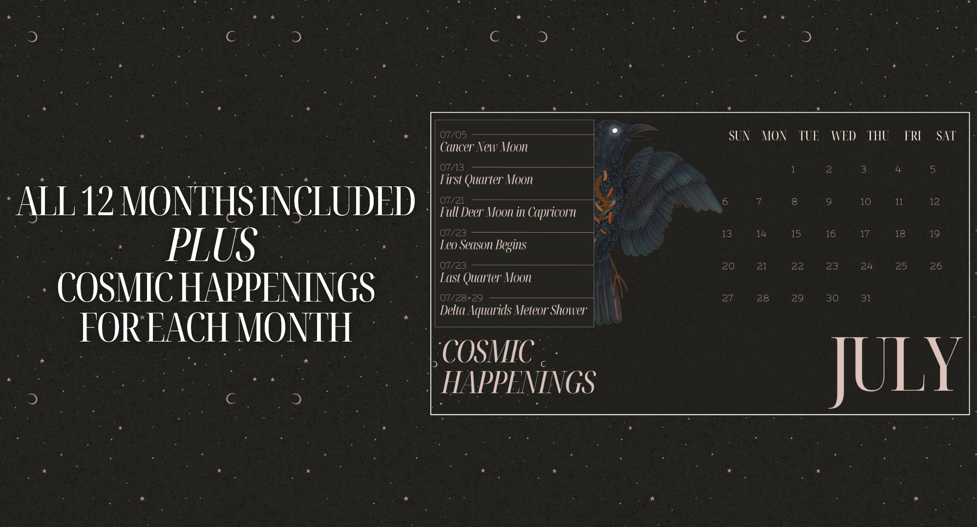 2024 Cosmic Calendar | Printable Landscape Horizontal - Etsy