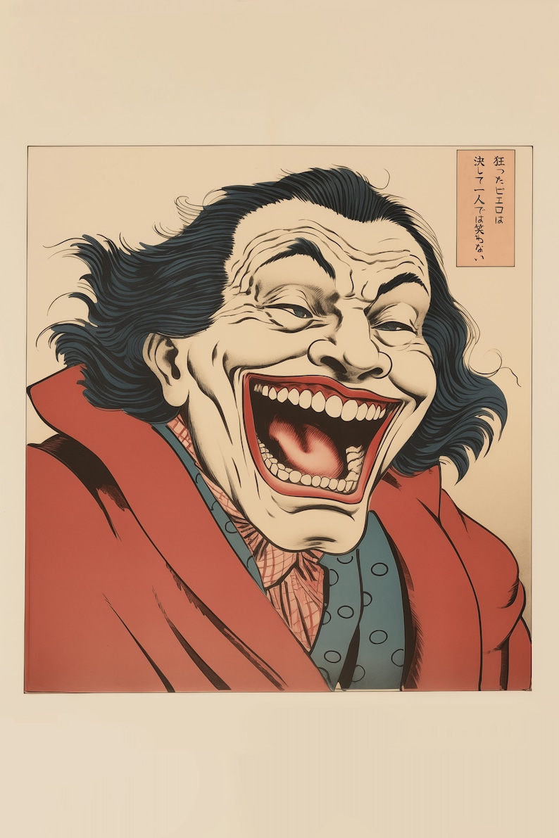 Printable Vintage Joker Ukiyo-e Art Print, Japanese Retro Print Design ...