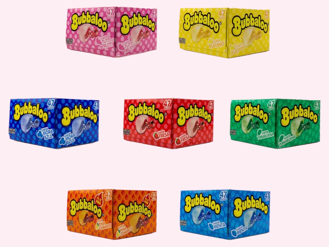 Bubbaloo Bubble Gum Assorted Flavors Mexican Chicle Candy 47 Pieces 9oz ...