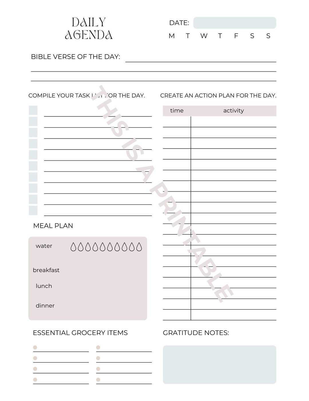 Faith-based Printable Daily Planner, Task Checklist, Personal Planner ...