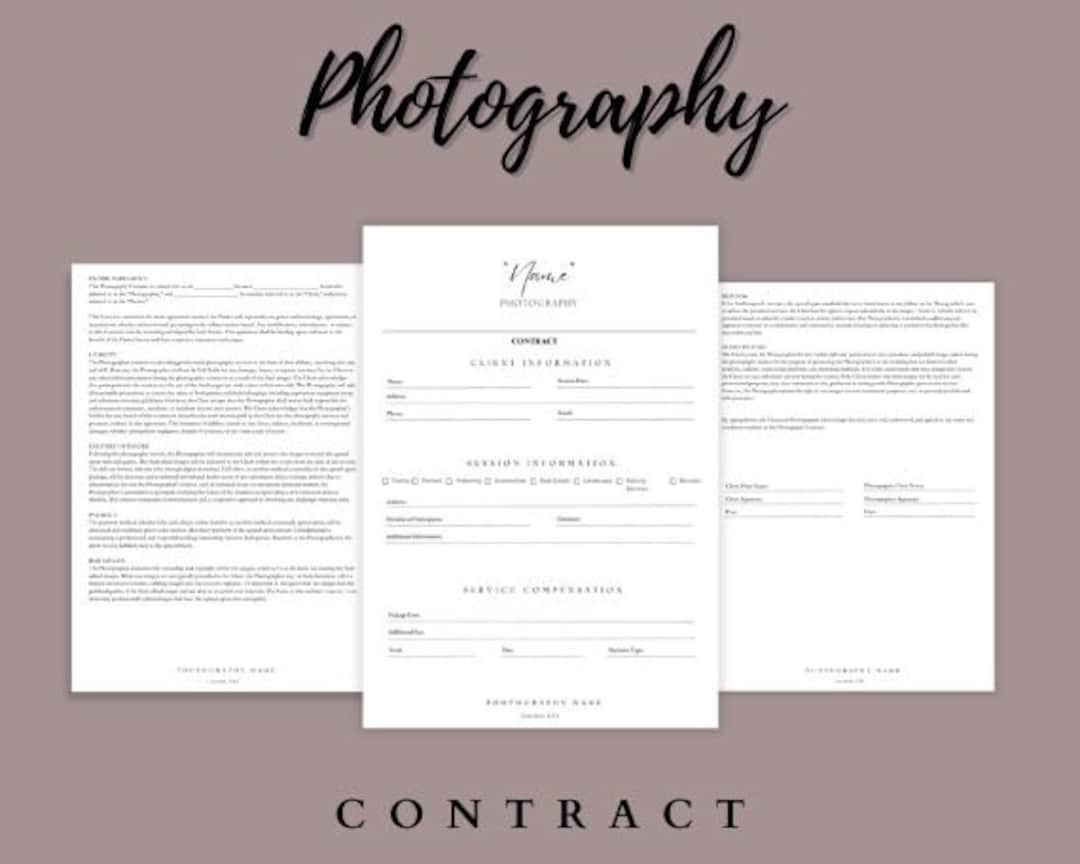 Photography Contract Template, Contract for Photographers, Canva ...