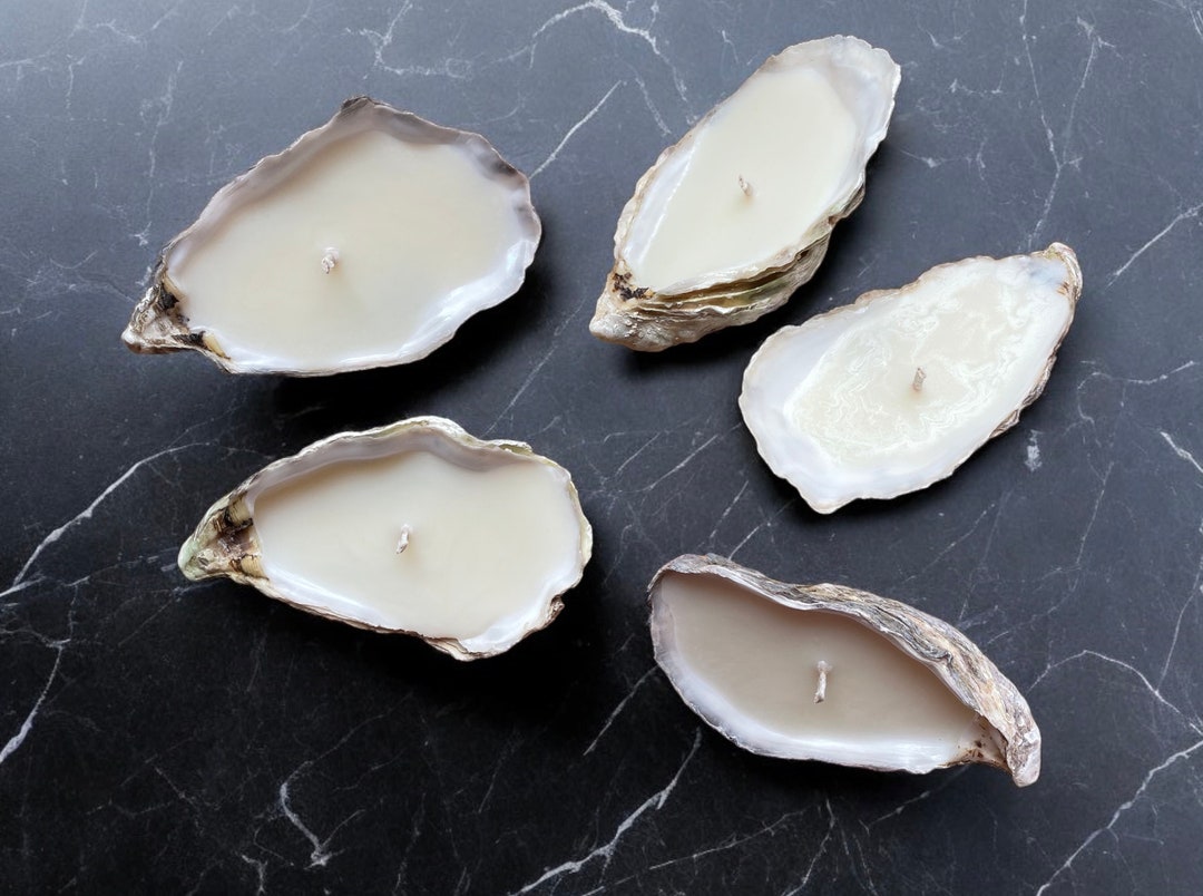 Set of 3/5/10 Oyster Shell Candles: Coastal Decor, Eco-friendly Wedding ...