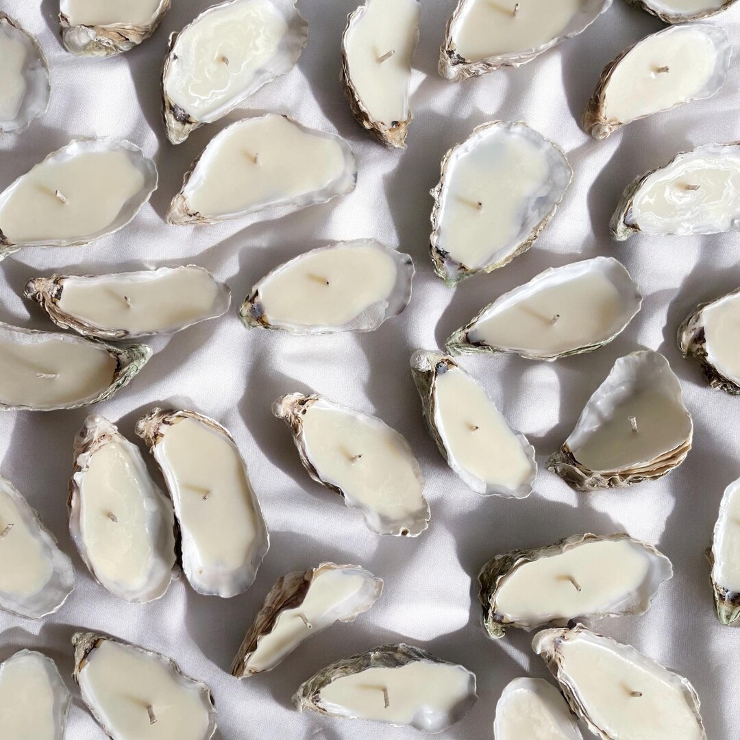 Set of Candles in Oyster Shells 50/100/200 PCS Unique Coastal Décor and ...