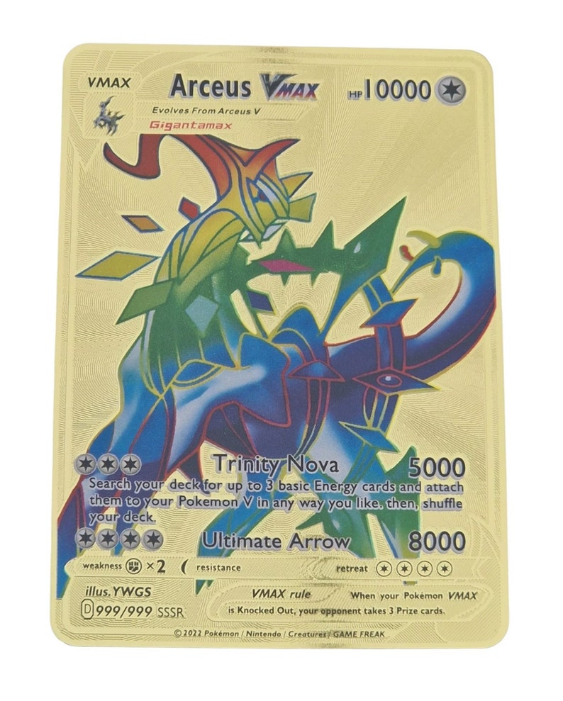Pokemon Metal Gold Card New Arceus Vmax Rainbow HP10000 Pikachu ...