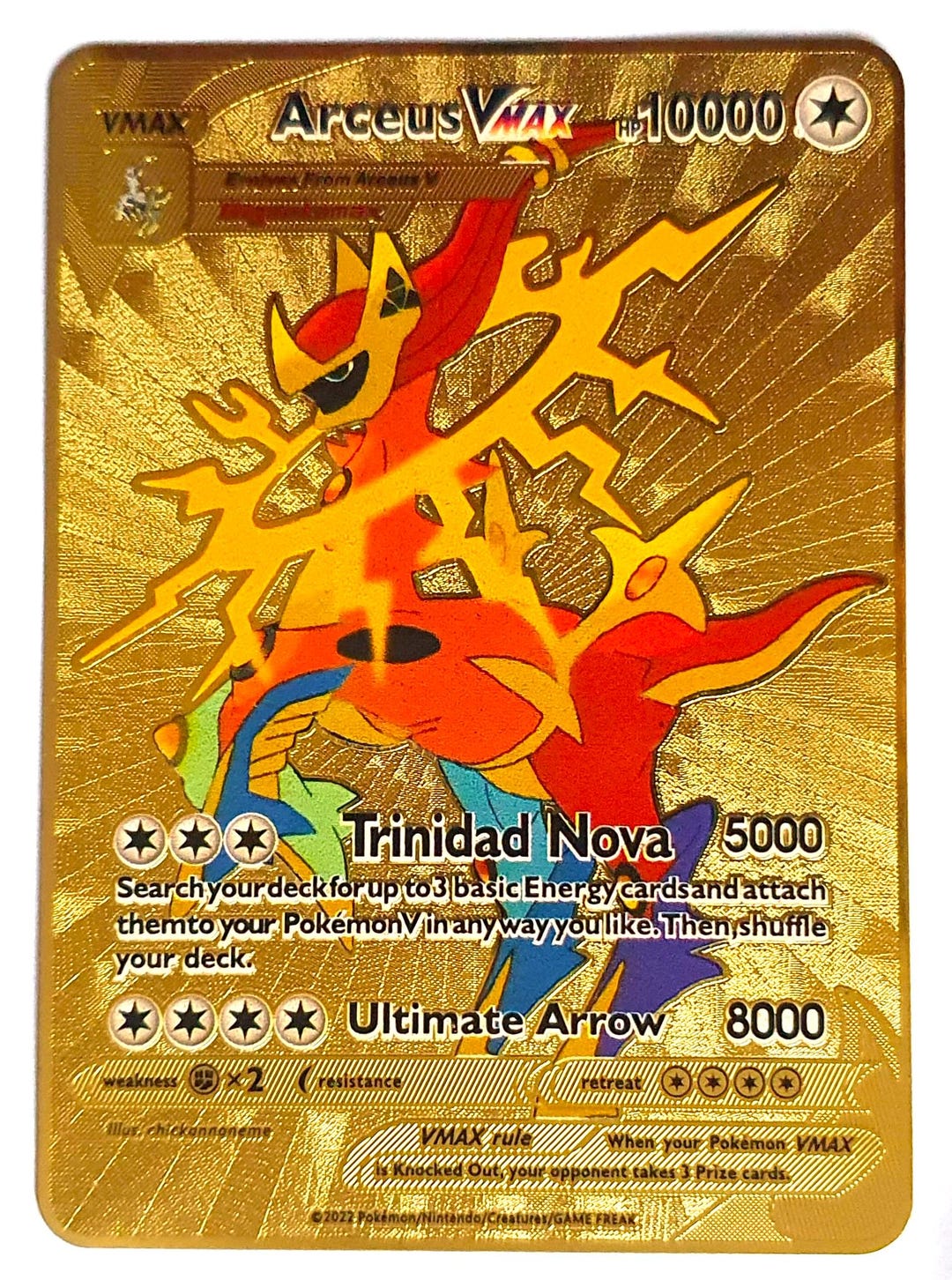 Pokemon New Arceus Gold 10000HP Gold Metal Fun Art Collectable Custom ...