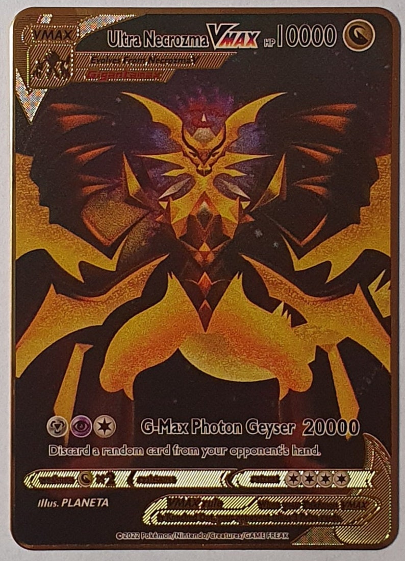 Pokemon Metal Gold Card Ultra Necrozma Vmax HP 10000,charizard,pikachu ...