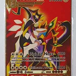 Pokemon Metal Gold Card Arceus Vmax Red HP10000 Pikachu - Etsy
