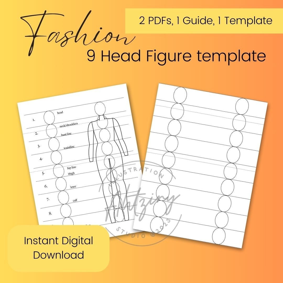 Fashion Figure Template 9 Head Standard Croqui Template - Etsy