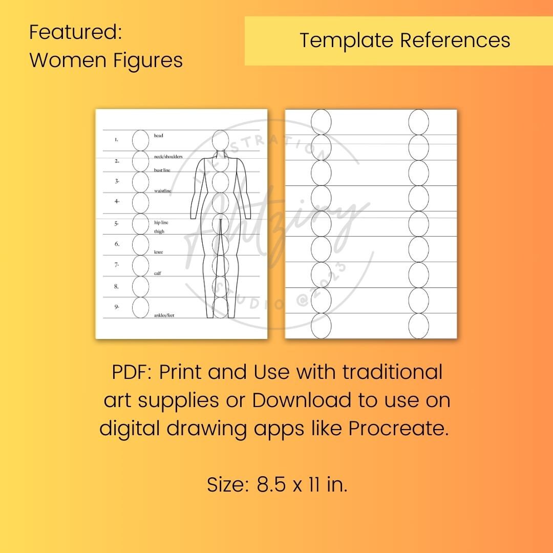 Fashion Figure Template 9 Head Standard Croqui Template - Etsy