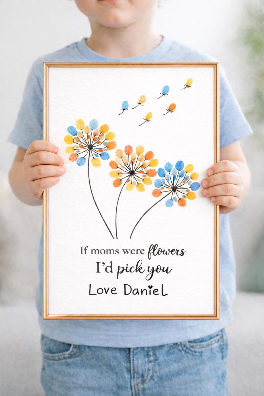 Mother's Day Fingerprint Art, Kids Handprint Keepsake Craft (digital ...