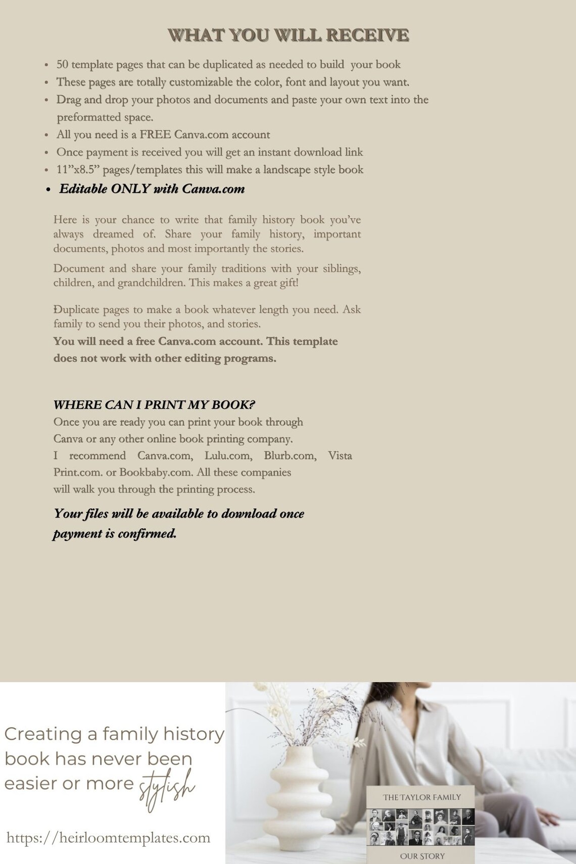 Templates, Ancestry, Genealogy, Family History, Heirloom, Book, Canva ...