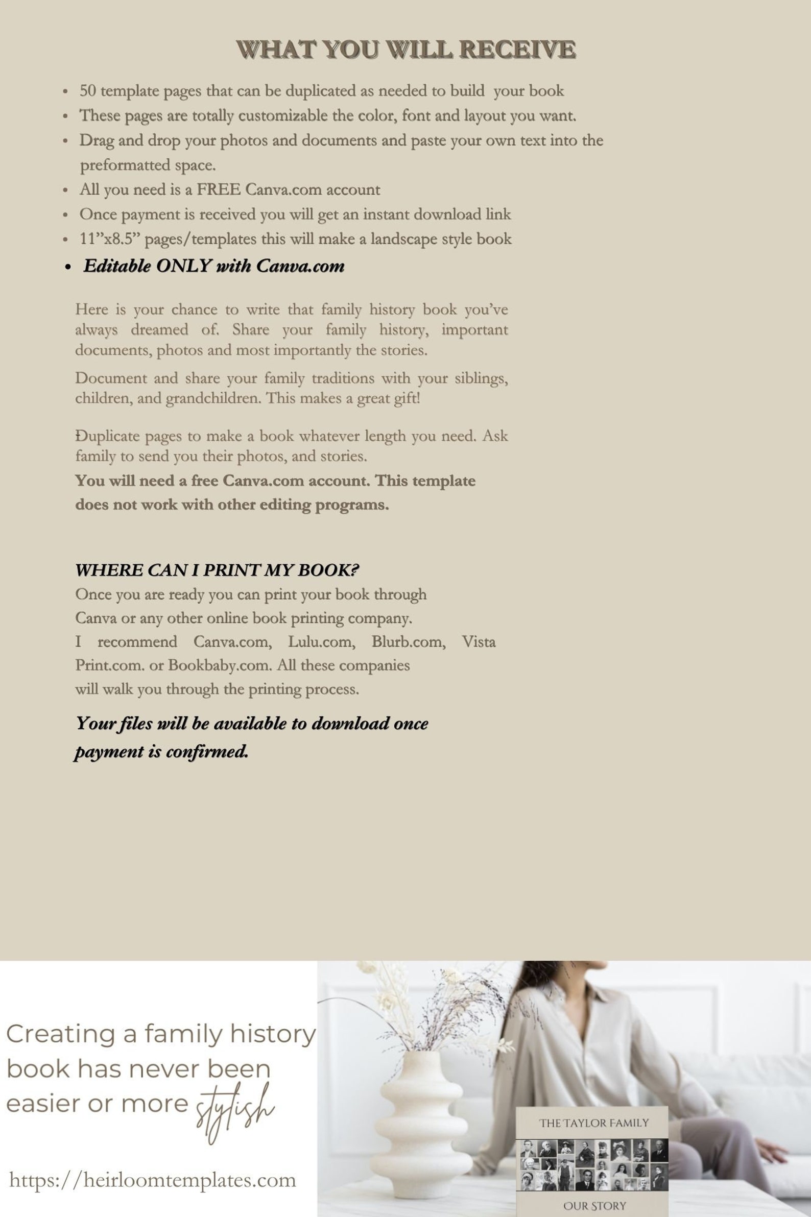 Templates, Ancestry, Genealogy, Family History, Heirloom, Book, Canva ...