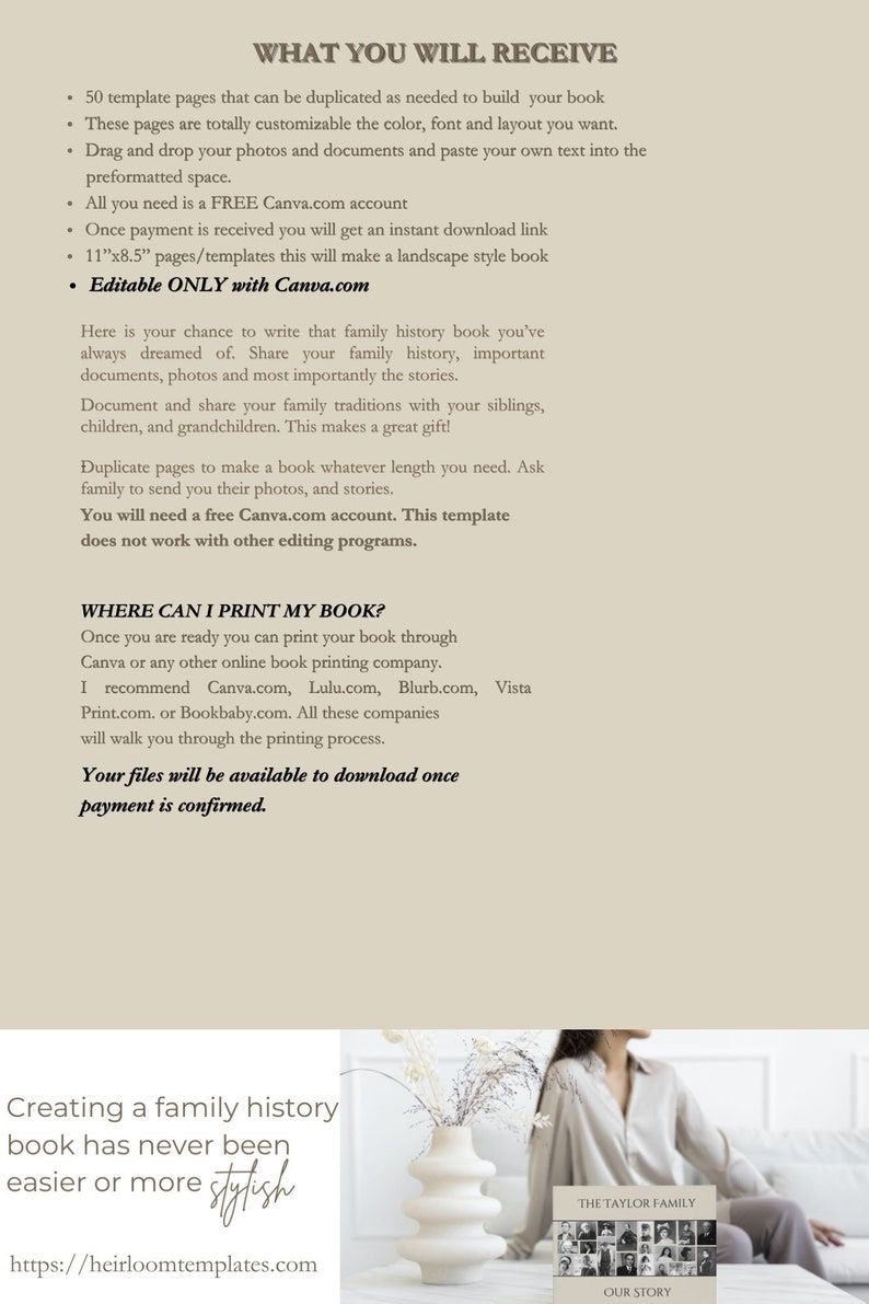 Templates, Ancestry, Genealogy, Family History, Heirloom, Book, Canva ...