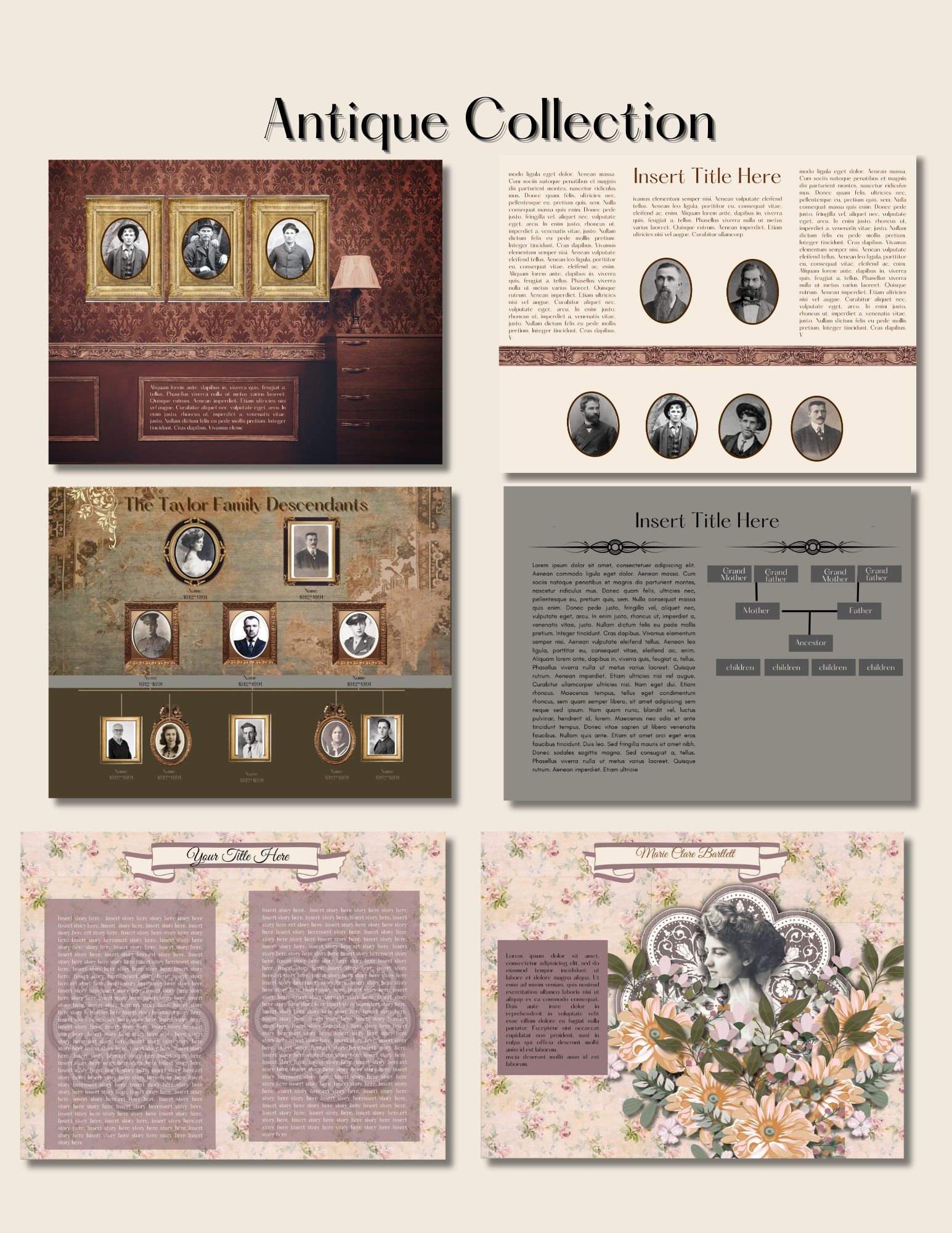 Genealogy, Ancestry, Family History Book Template -the Antique ...