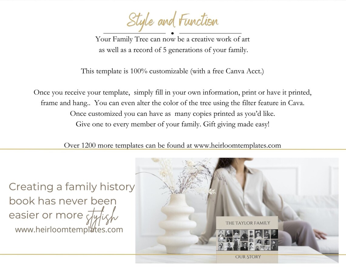 Beautiful 5 Generation Family Tree - Etsy