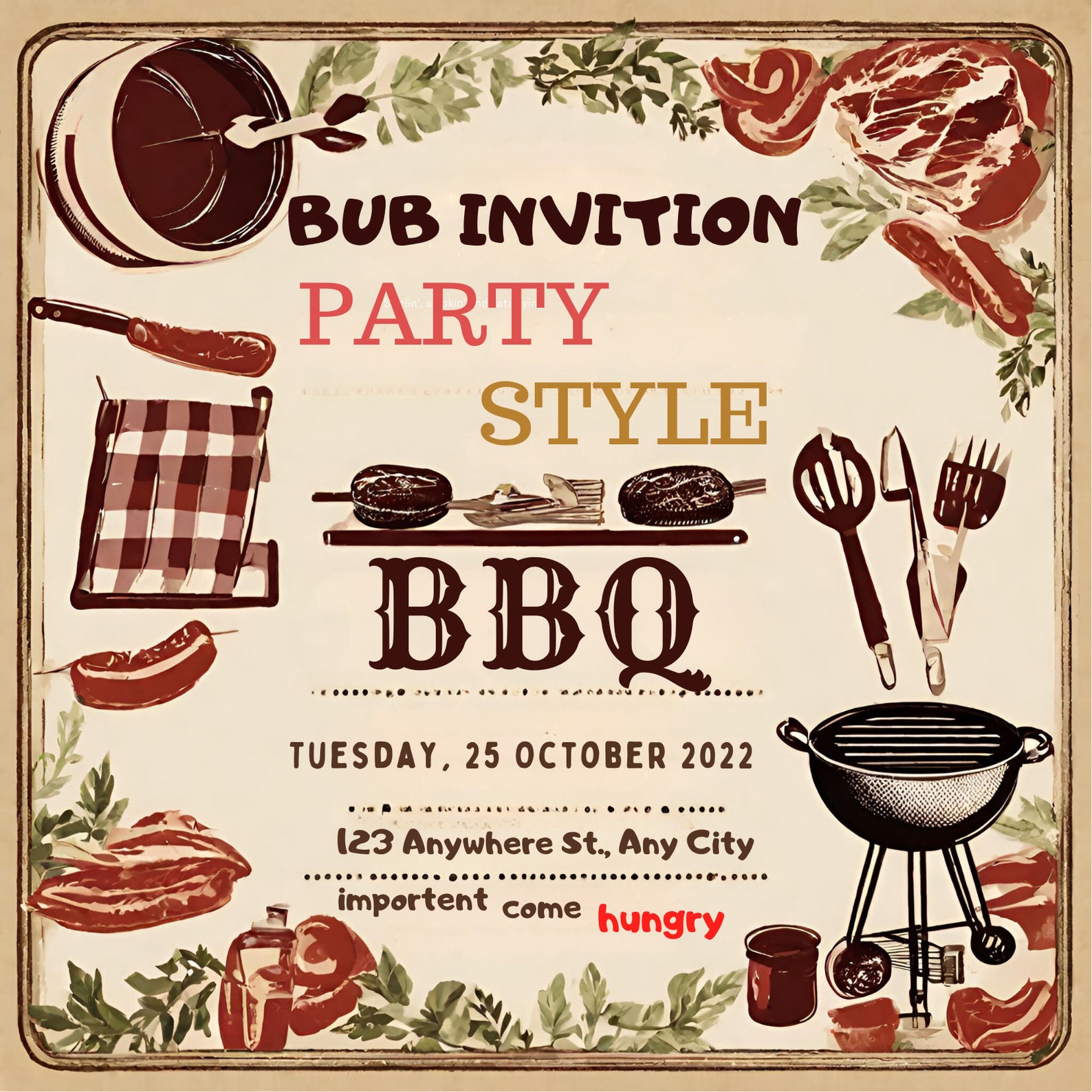Editable BBQ Party Invitation Template Instant Download Grill & Chill ...