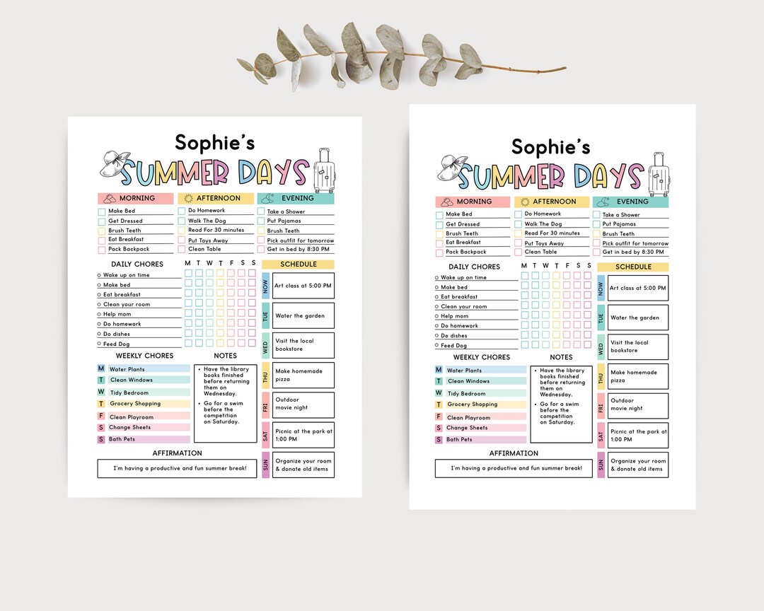 Summer Planner Kids Summer Printable Summer School Planner Summer Kids ...