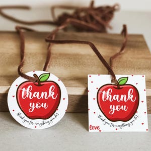 Instant Download Apple Thank You Teacher Gift Tag Printable, Apple ...