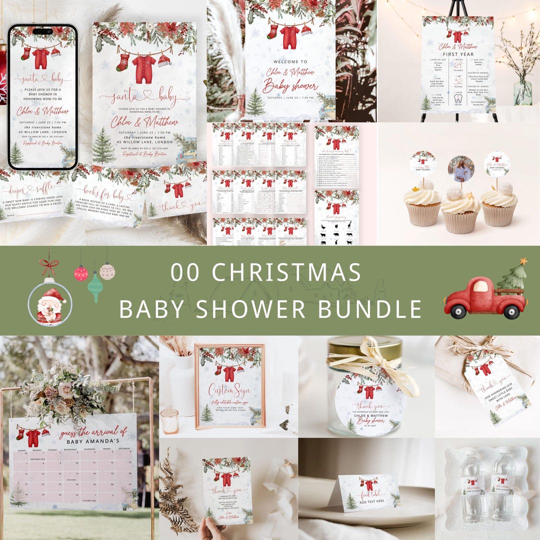 Santa Baby Shower Invitation Bundle,christmas Editable Decor,holiday ...