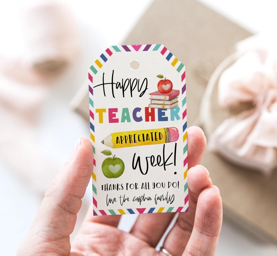 Teacher Appreciation Week Gift Tag Printable Classroom Supplies Favor ...