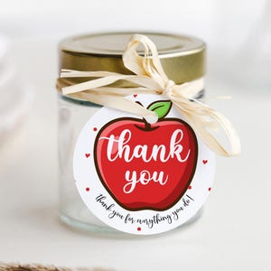 Instant Download Apple Thank You Teacher Gift Tag Printable, Apple ...
