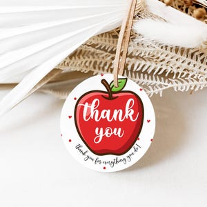 Instant Download Apple Thank You Teacher Gift Tag Printable, Apple ...