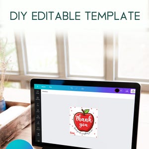 Instant Download Apple Thank You Teacher Gift Tag Printable, Apple ...