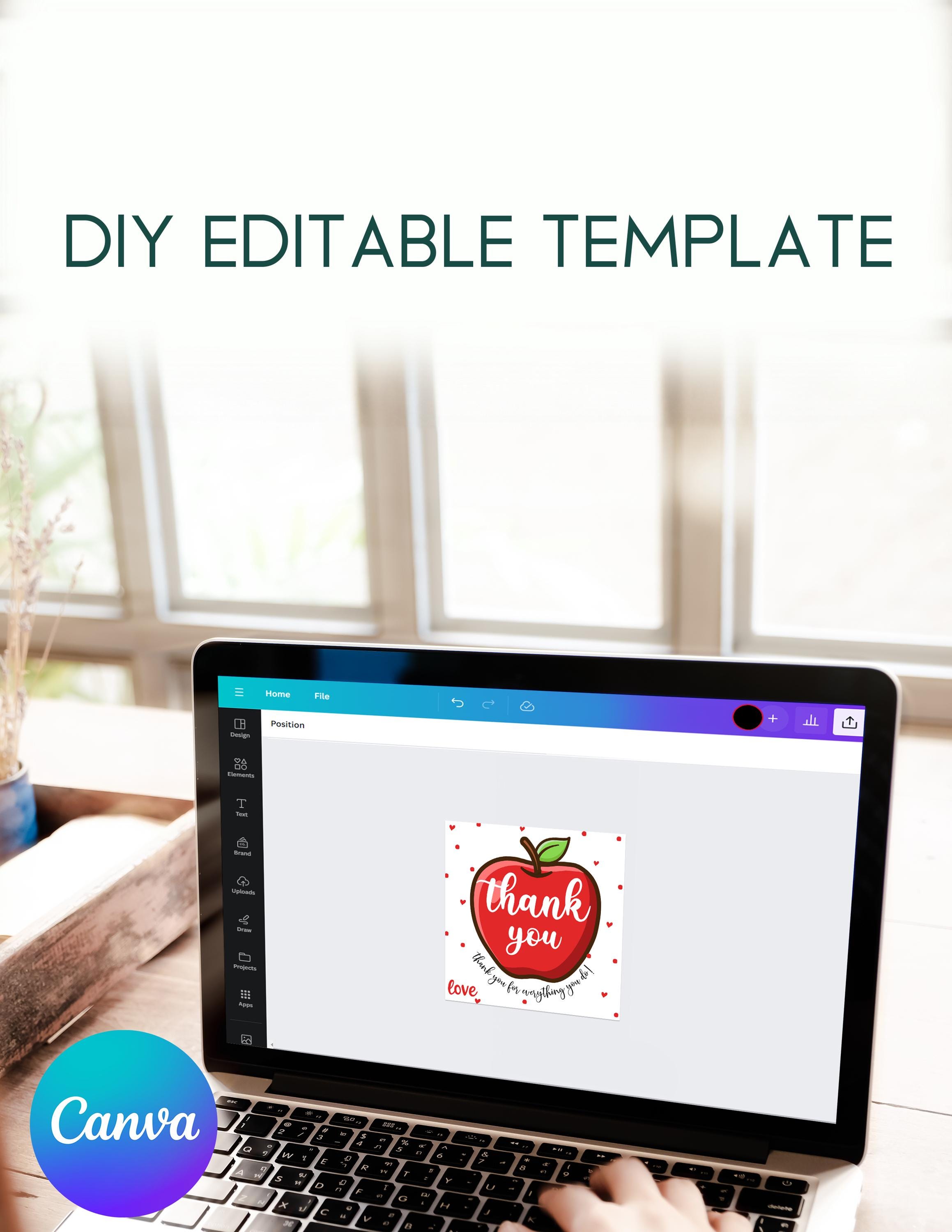 Apple Thank You Teacher Gift Tag Printable (digital Download) - Etsy