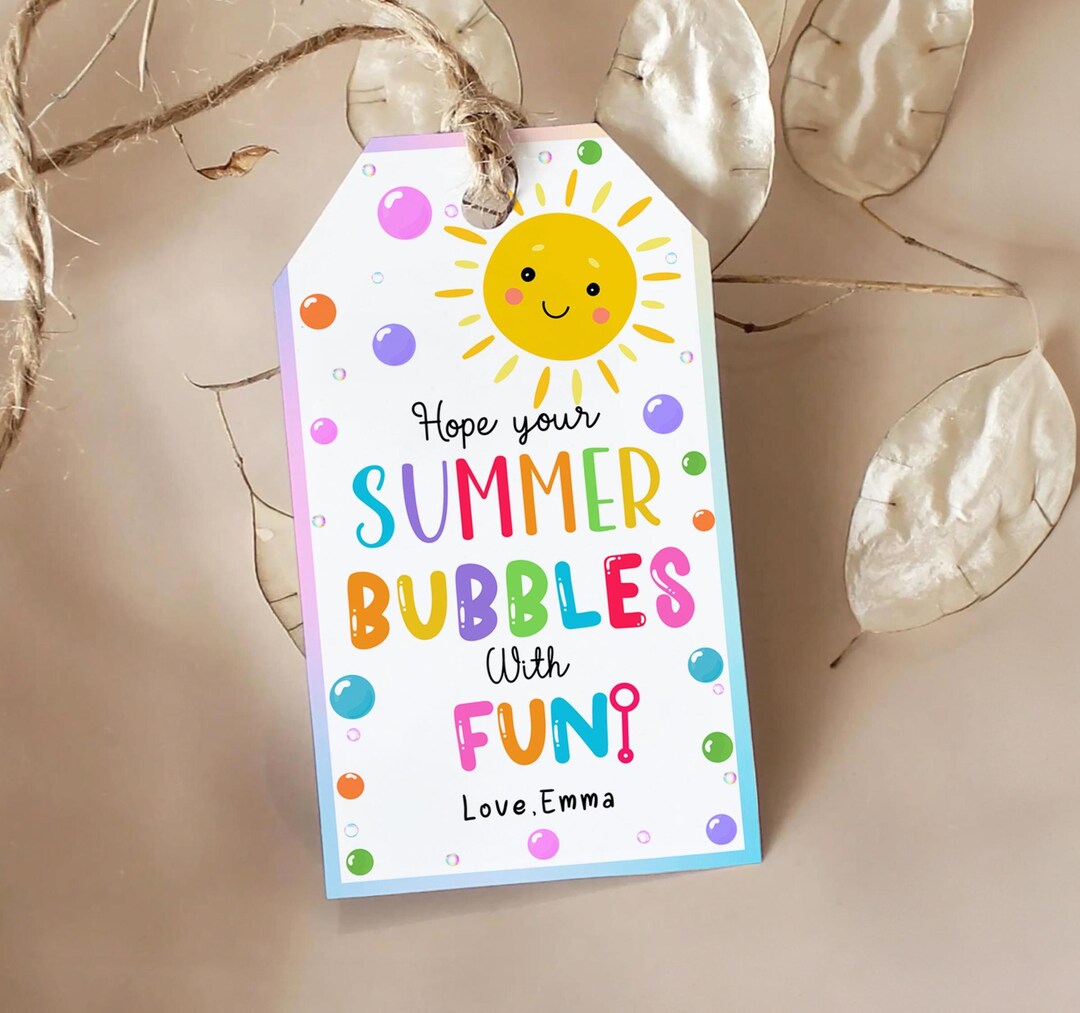 Bubbles Birthday Party Favor Tag Template, Printable Bubbles of Fun ...