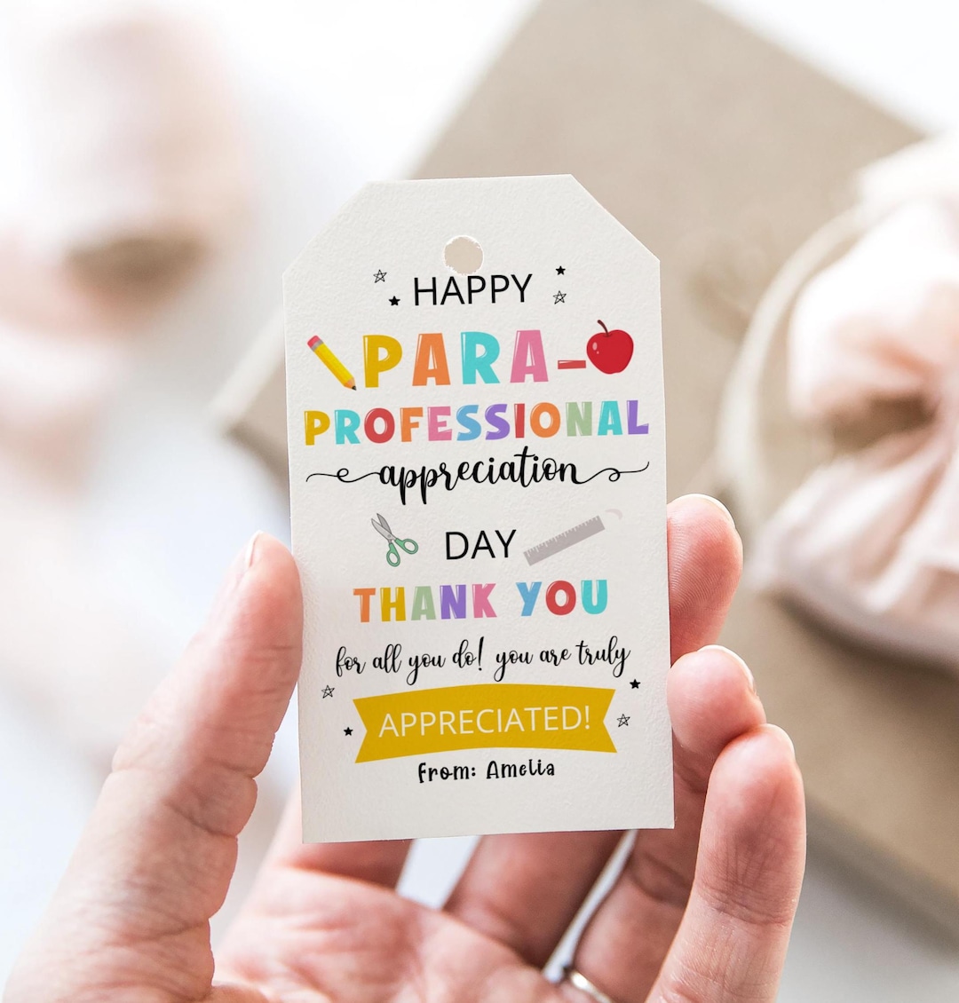 Paraprofessional Day Gift Tag Printable , Paraprofessionals Thank You ...