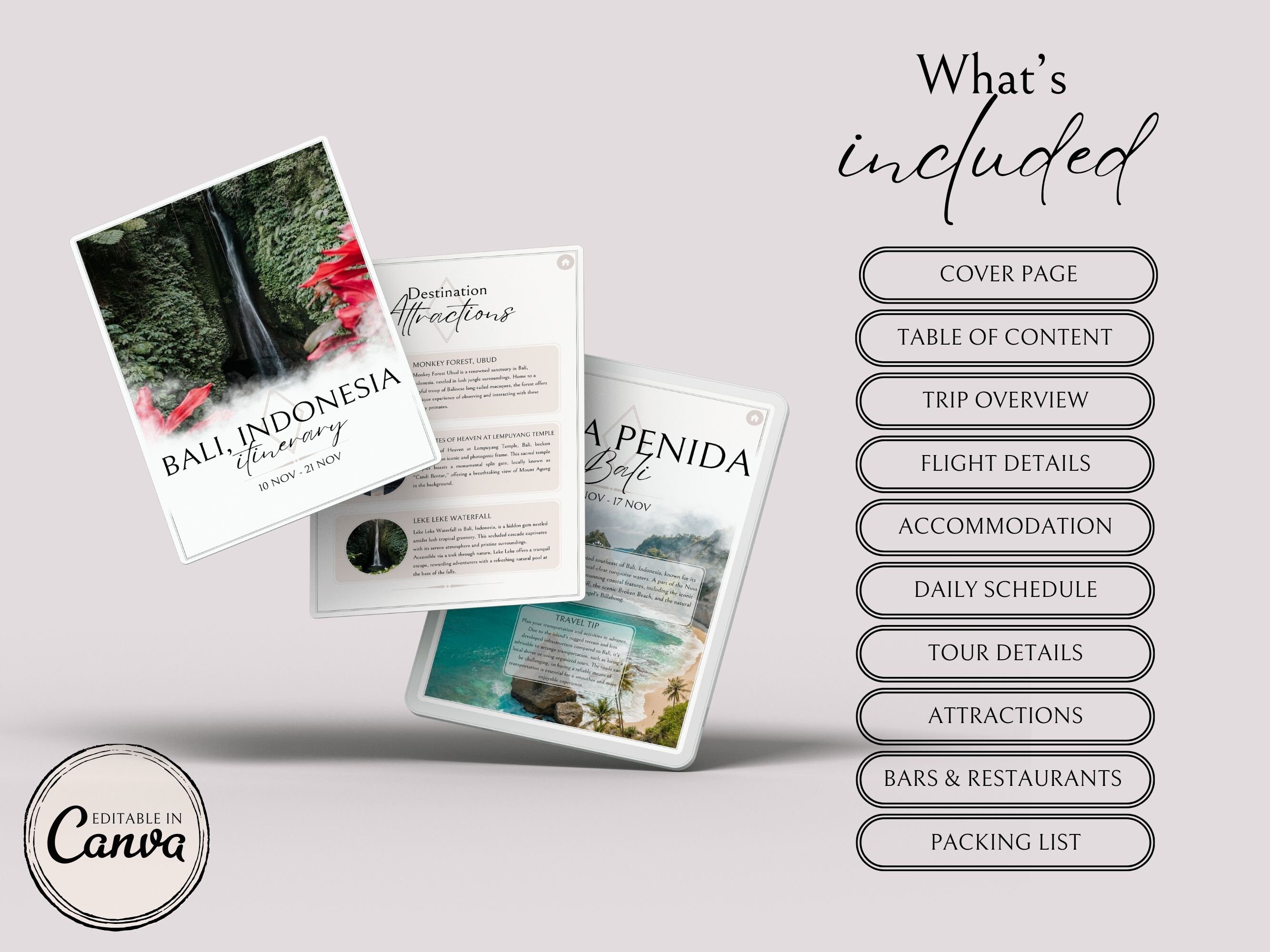 Travel Itinerary Template, Travel Planner, Travel Guide, Printable ...