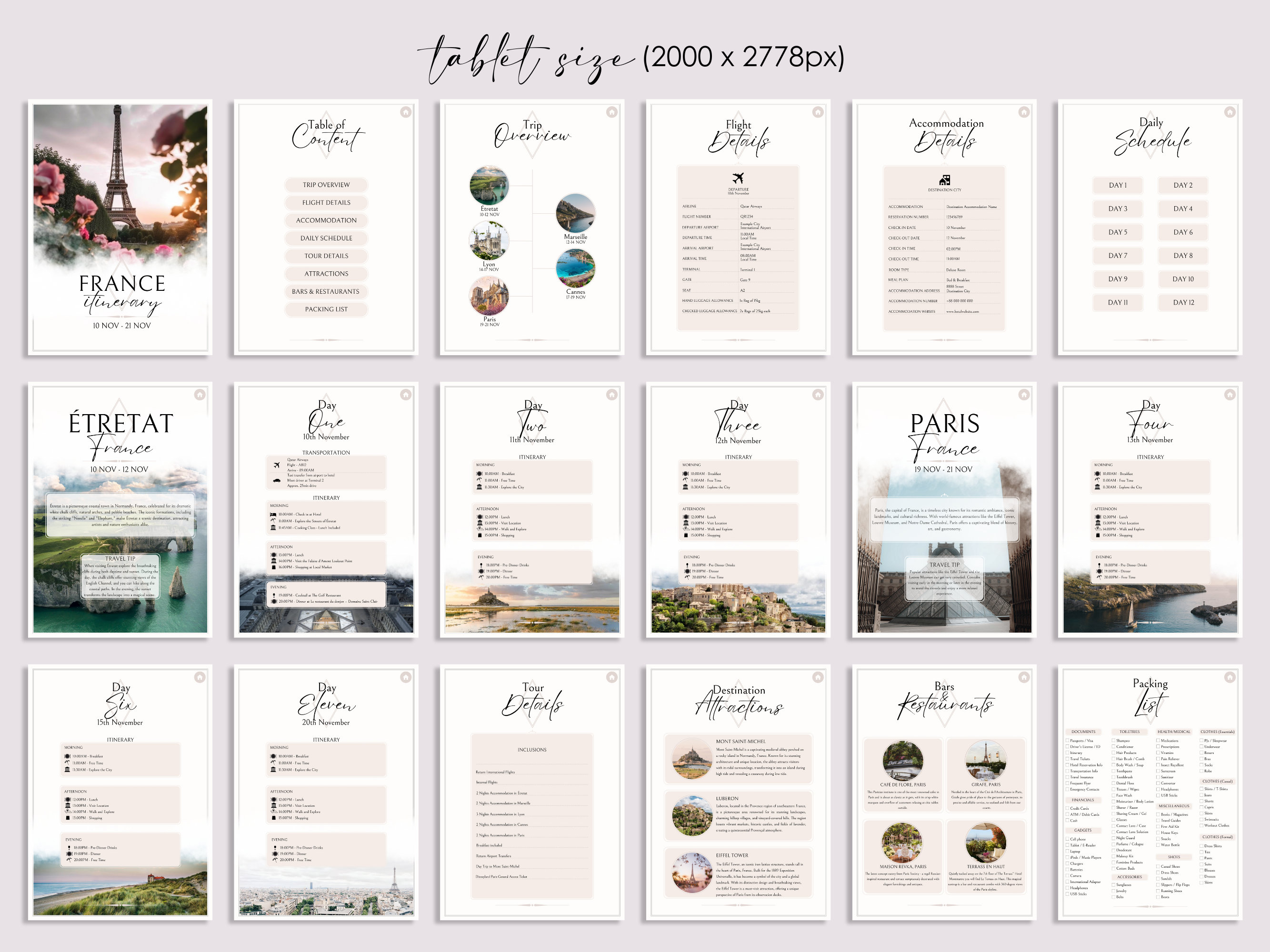 Travel Itinerary Template, Travel Planner, Travel Guide, Printable ...