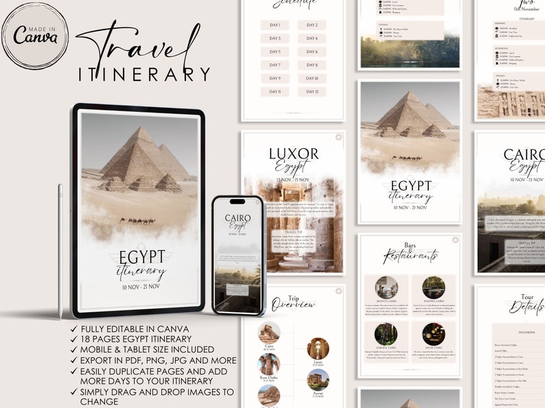 Travel Itinerary Template, Travel Planner, Travel Guide, Printable, Travel Guide, Digital Travel ...