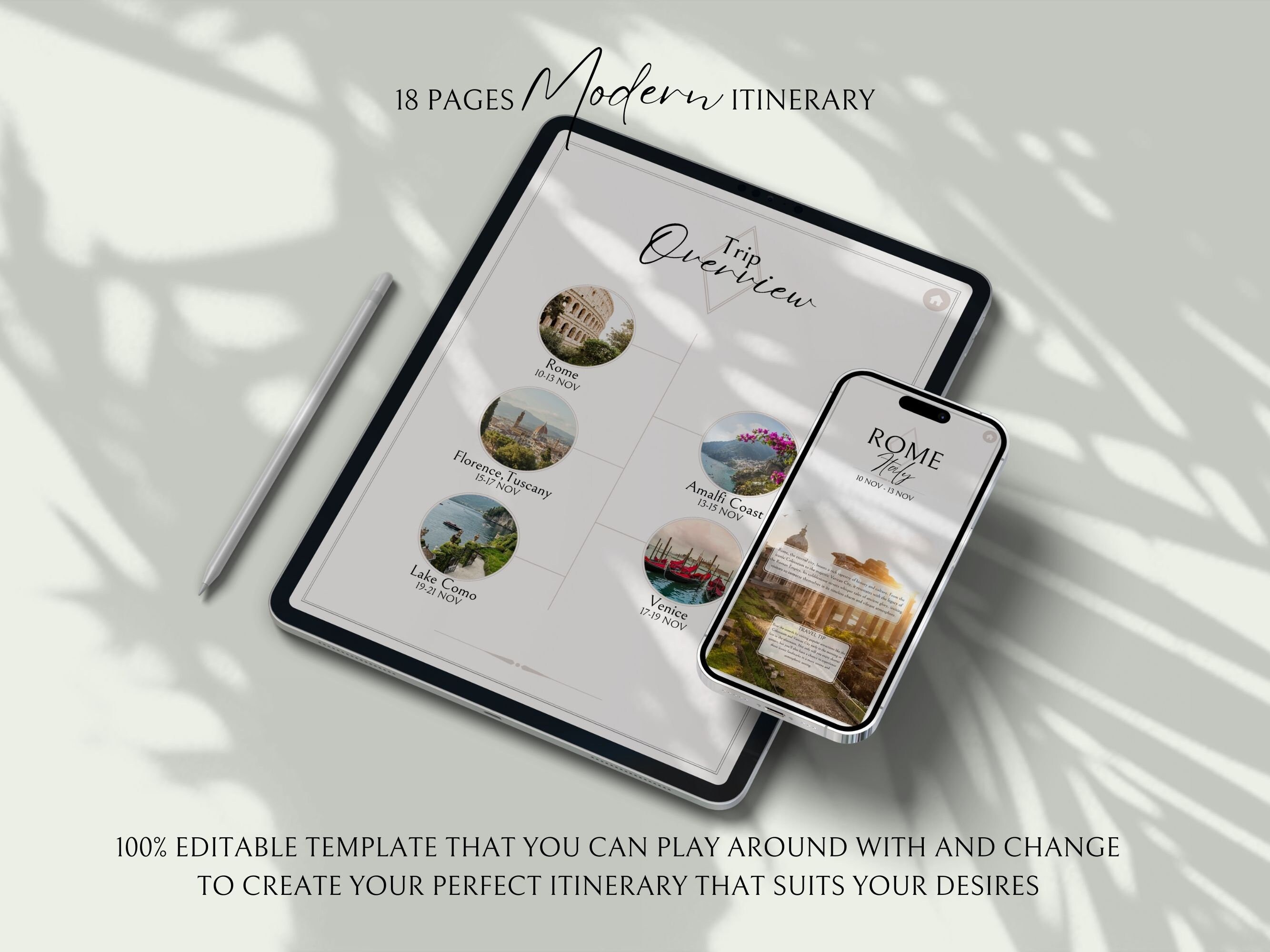 Travel Itinerary Template, Travel Planner, Travel Guide, Printable ...