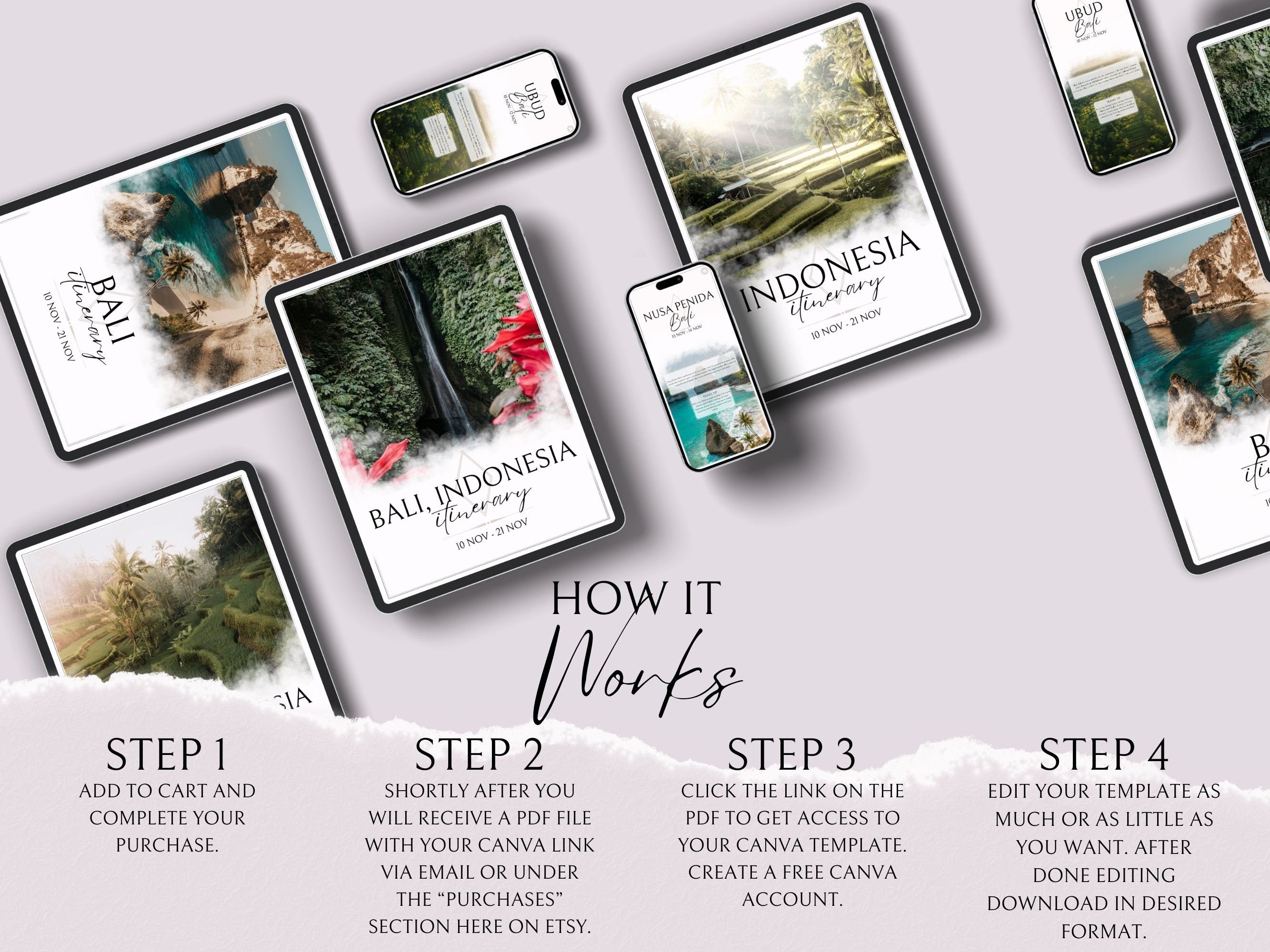 Travel Itinerary Template, Travel Planner, Travel Guide, Printable ...