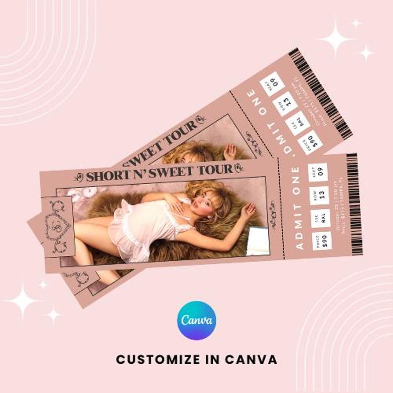 Sabrina Carpenter, Short N' Sweet Tour, Customizable, Personal Ticket, - Etsy