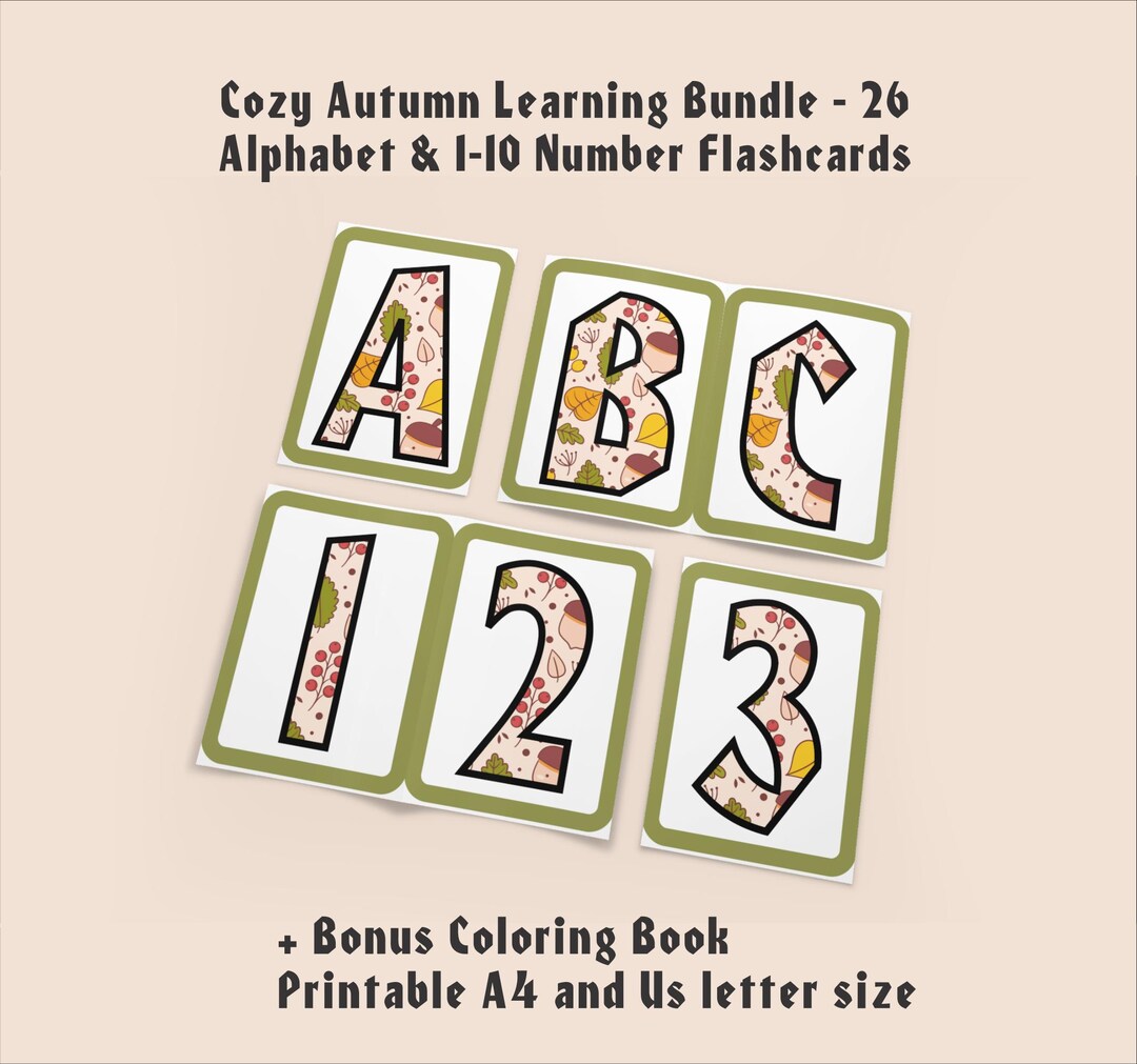 Alphabet & Number Flashcards – Autumn Fall Learning Printables + Kids ...