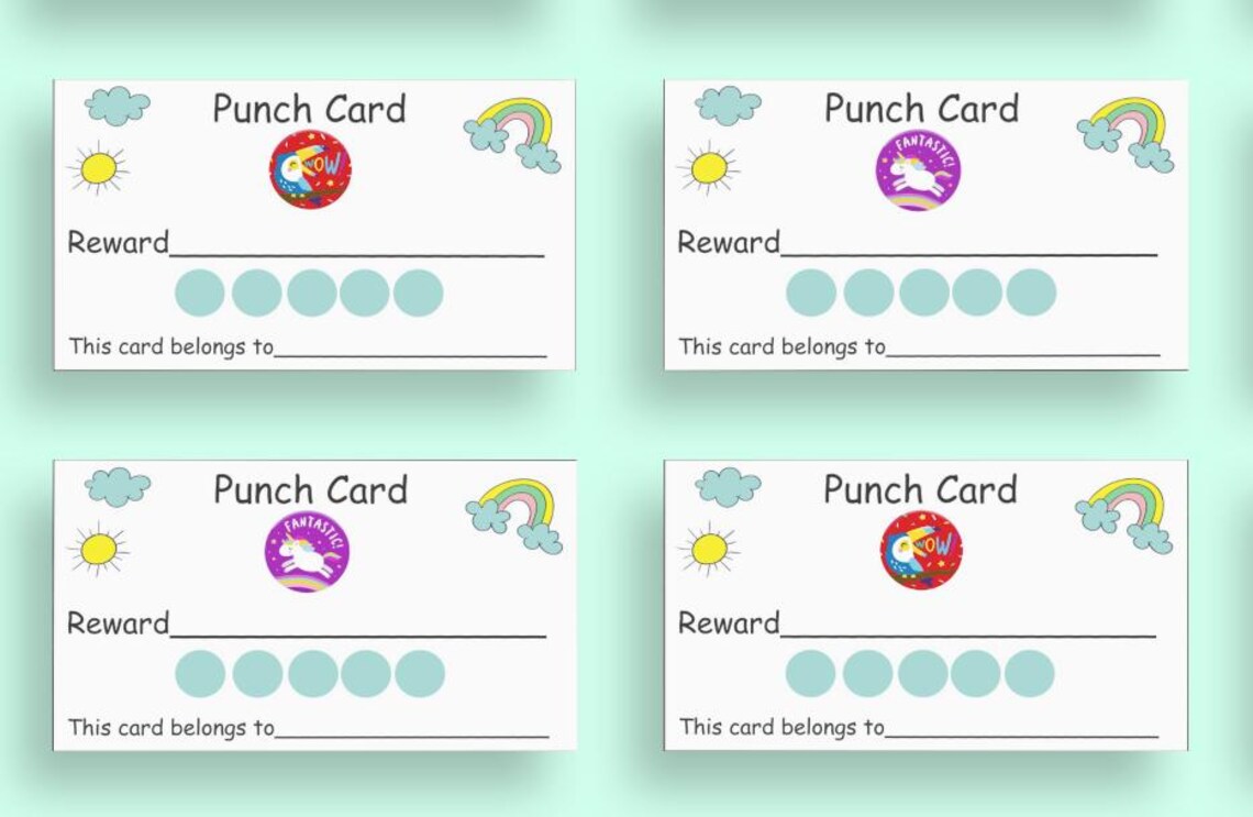 Printable Reward Punch Cards for Kids – Positive Behavior Incentive ...
