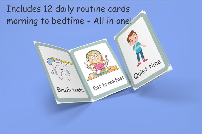 Toddler Routine Cards for Boys - Blue Visual Schedule Flashcards ...