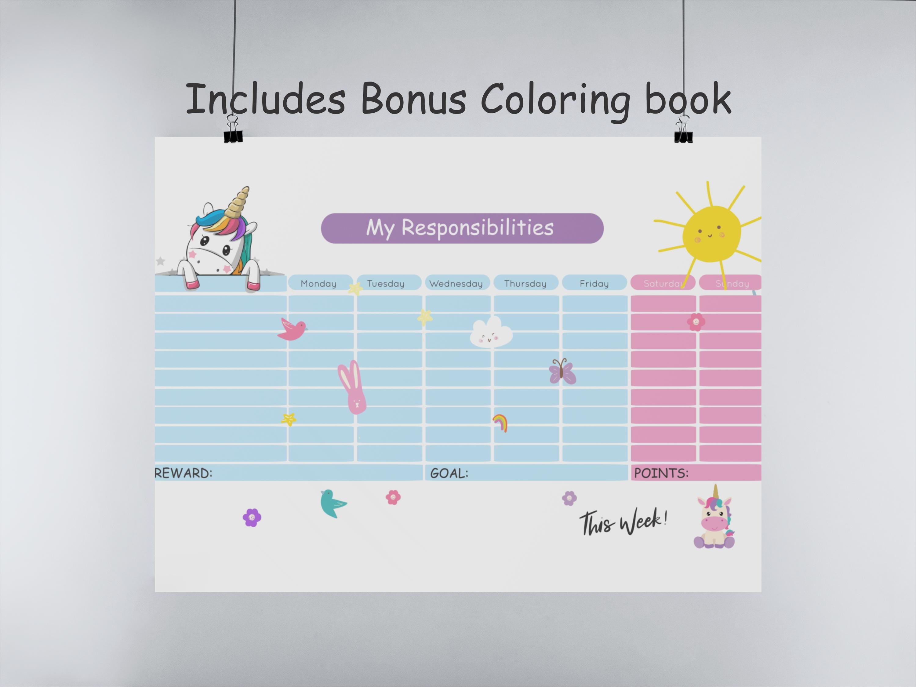 Editable Chore Chart for Girls – Pink Daily Routine Checklist + Bonus ...