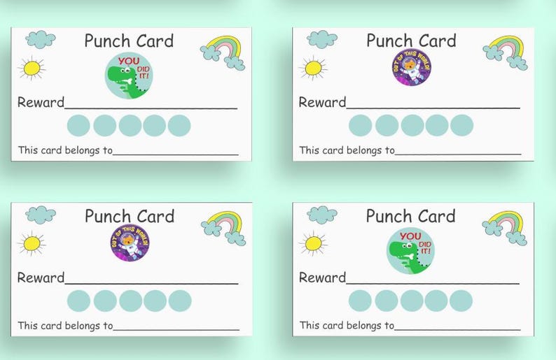Printable Reward Punch Cards for Kids – Positive Behavior Incentive ...