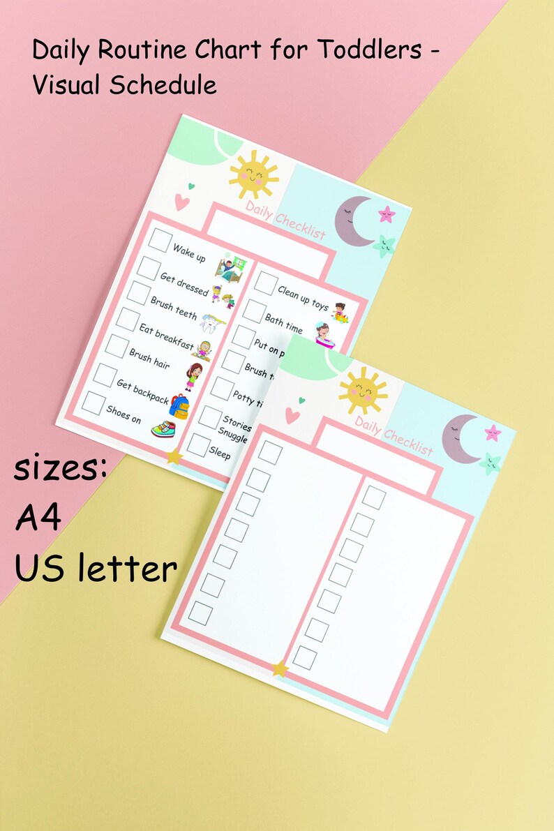 Buy Editable Morning & Night Routine Chart for Kids | Toddler Visual ...