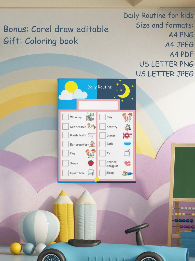 Editable Daily Routine Chart for Kids | Printable Morning & Evening ...