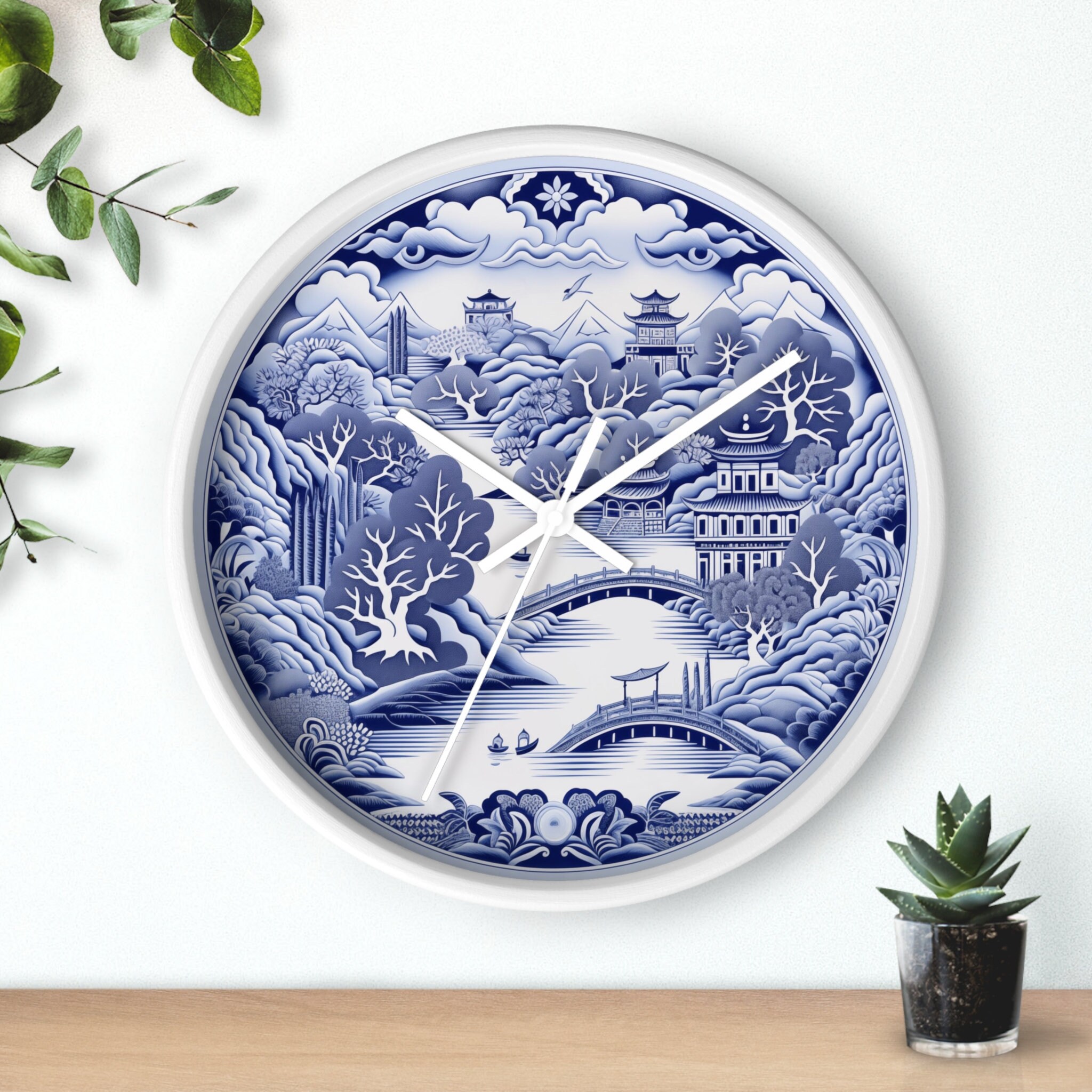 Wall Clock - Blue Willow Pattern - Etsy