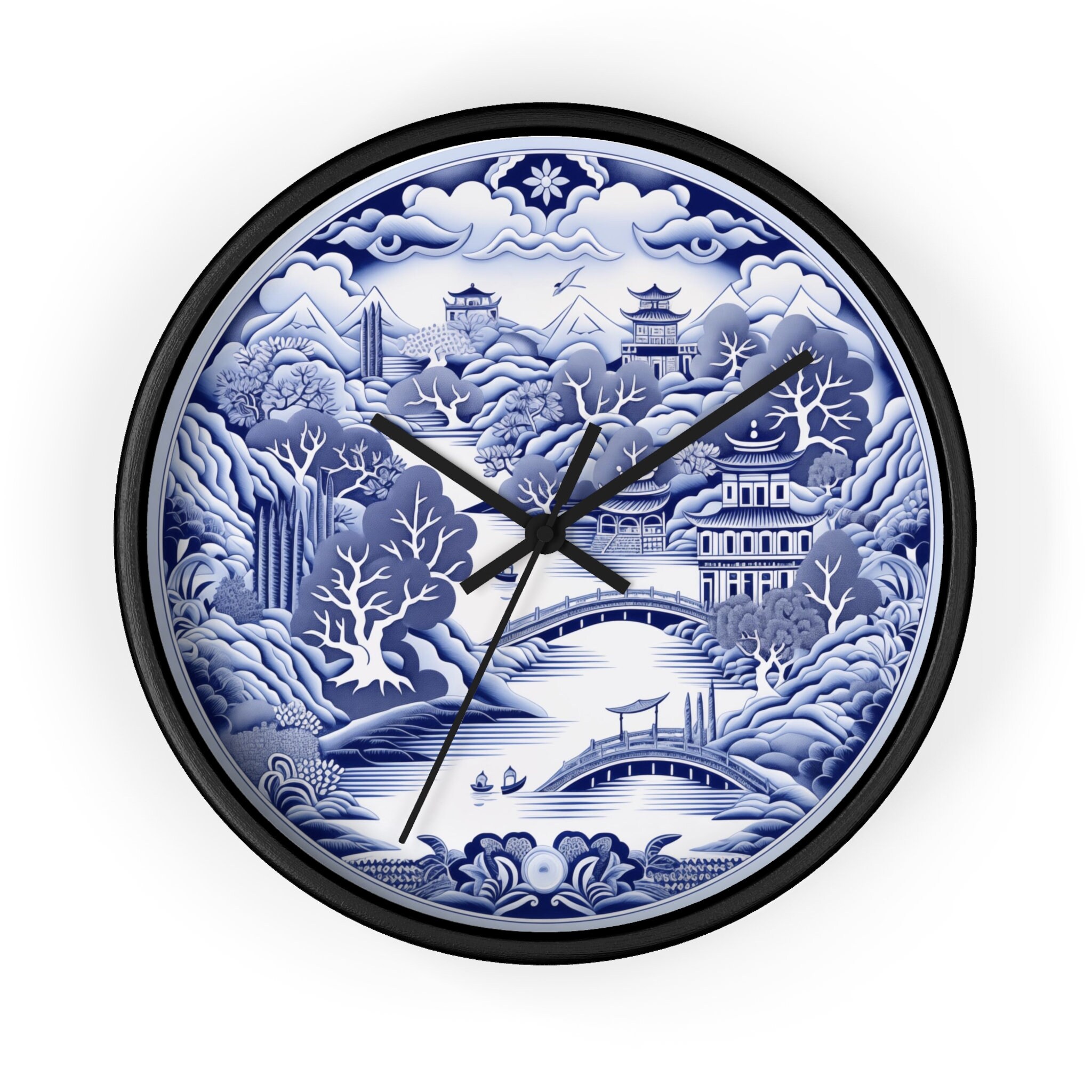 Wall Clock - Blue Willow Pattern - Etsy
