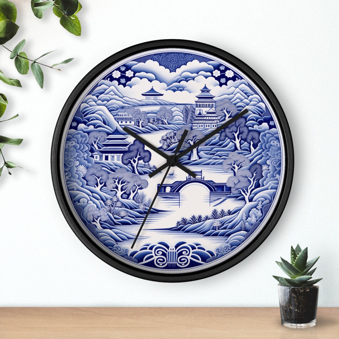 Wall Clock - Blue Willow Scene - Etsy